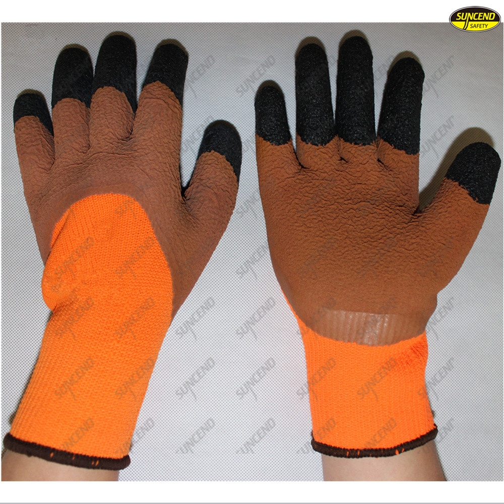Finger reinforced latex foam coated labour gloves